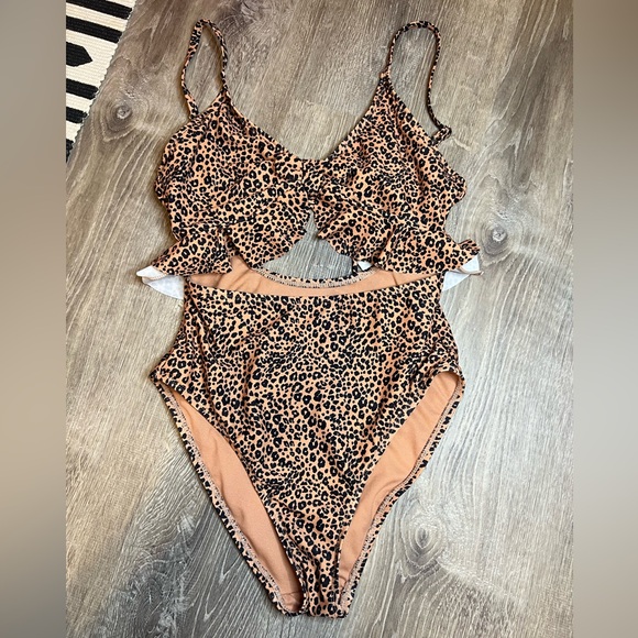 Hurley | Swim | Hurley Leopard Animal Print Ruffle Cutout Onepiece ...